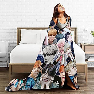 Blanket Jimin Soft and Comfortable Warm Fleece Blanket for Sofa,Office Bed car Camp Couch Cozy Plush Throw Blankets Beach Blankets