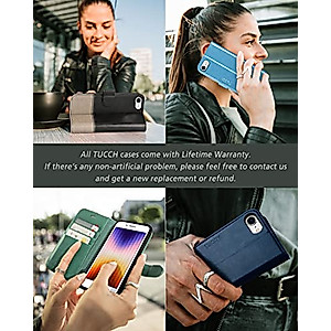 TUCCH Case for iPhone SE 2022 5G, iPhone 7/8/SE 2020 Wallet Case PU Leather Flip Folio Case Wallet with Card Slot, Stand Magnetic TPU Shockproof Inner Case Compatible with iPhone 7/8/SE2/SE3, Black