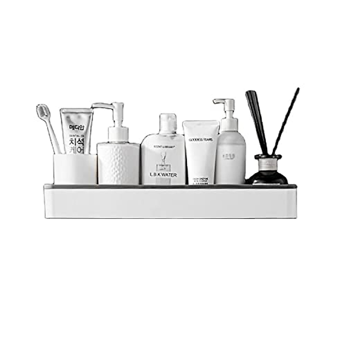 HSEdge Plastic Shower Caddy Shower Shelves No Drilling Adhesive Bathroom Shelf Wall Mounted Storage Rack Kitchen Spice Rack (16.33")