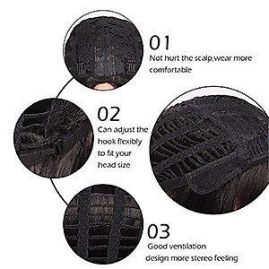 Short Fluffy Wigs Heat Resistant Synthetic Fiber Hair Extension Replacement Wig Pixie Cut Human Hair Mixed Hair Wig (Gray Gold,One Size)