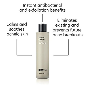 PCA SKIN 5% Benzoyl Peroxide Face Wash, Foaming Acne Facial Cleanser for Oily and Acne Prone Skin, Eliminates Existing Acne and Helps Prevent Future Breakouts, Cleanses and Calms, 7.0 oz Bottle