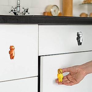 5 Pieces Cute Animal Knobs Kid Handles Ceramic Knobs Child Drawer Pulls Animal Cabinet Handles Lovely Cupboard Knobs Nursery Drawer Handle with Screws for Room Bedroom Bathroom Kitchen Door Dressers