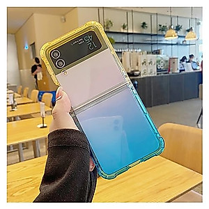Gradient Phone Case for Samsung Galaxy Z Flip 4 5 ZFlip 3 Flip 5 3 4 Hard Transparent PC Cover (Color : BluePurple, Size : for Samsung Z Flip 5)