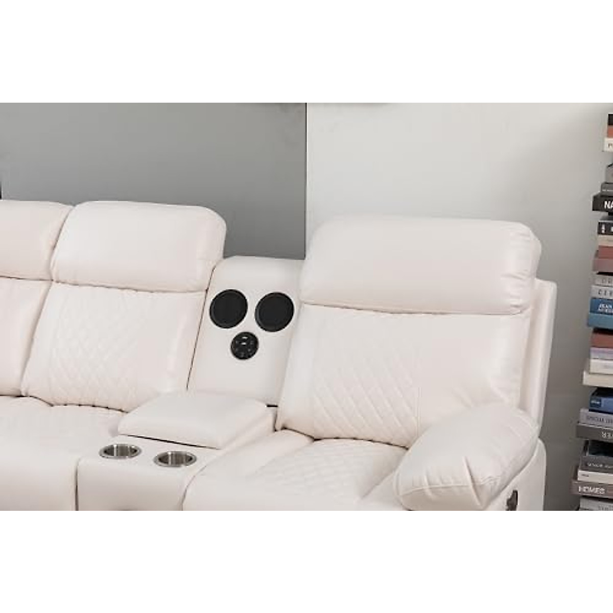 Kingway Inc Lionel Power Recliner Sectional Sofa, White