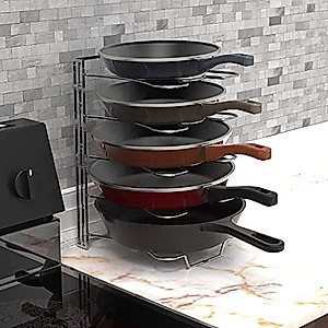 SimpleHouseware Beverage Can Dispenser Rack + 5 Adjustable Compartments Pan Organizer, Chrome