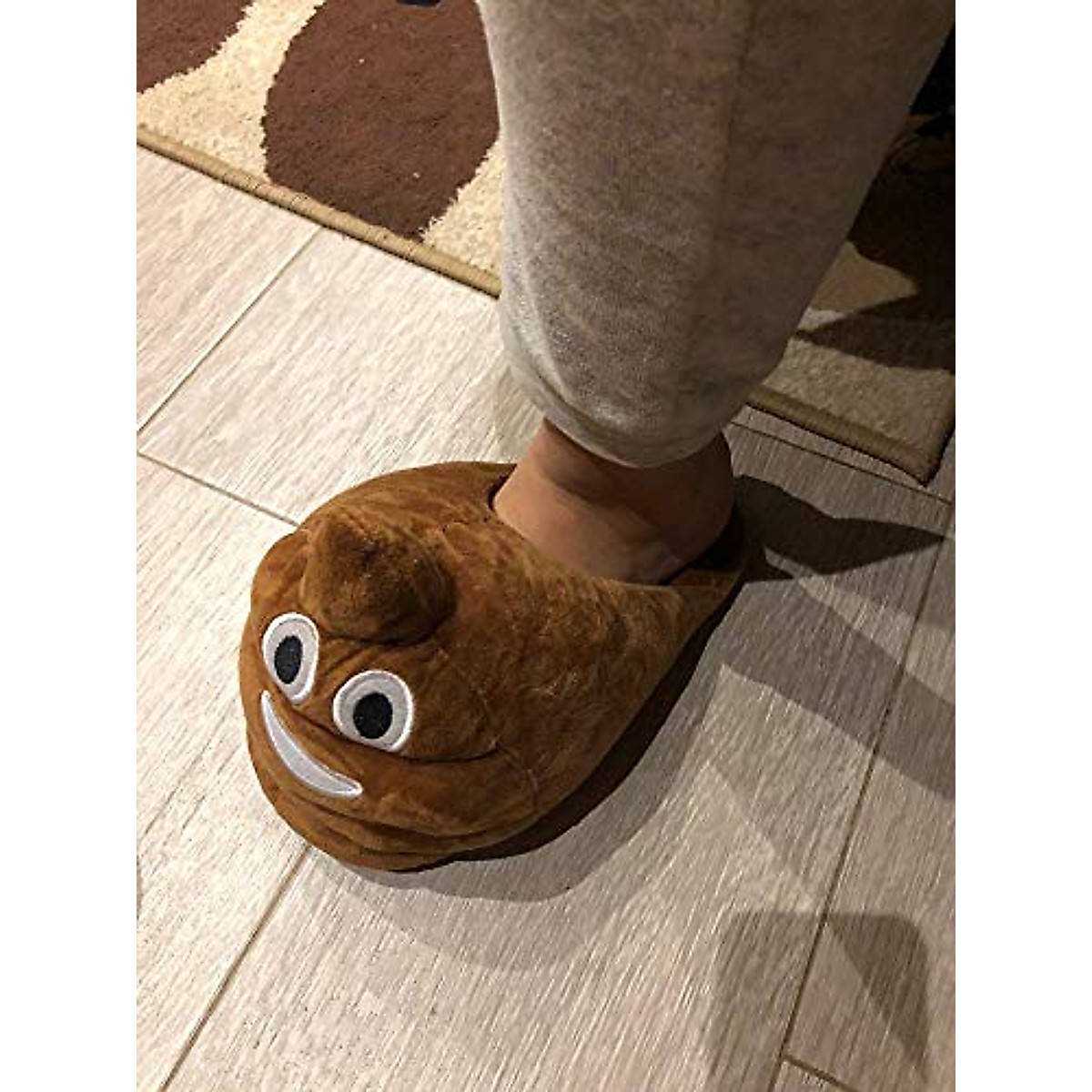Funny Shoes, Women Plush Slippers Cartoon Shit Home Warm Home Shoes EVA Soled Flat Cute Indoor Furry Cotton Slippers 7 Unisex Slippers