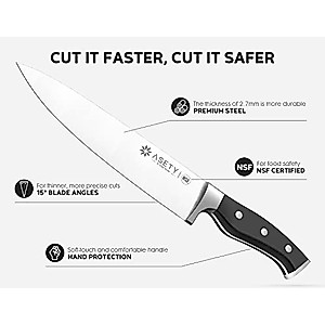 ASETY Kitchen Knife Professional Chef Knife Set 3 Piece, Ultra Sharp German Stainless Steel Knife and Finger Guard, Ergonomic Handle Knives for Kitchen NSF Food-Safe, Gifts for Women I Men