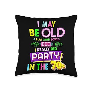Lawn Bowls Accessories For Men & Lawn Bowling Idea Outfit Idea for Women & Funny 70s Lawn Bowling Throw Pillow, 16x16, Multicolor