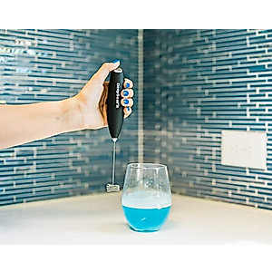 DeepSeaFit Hand Blender & Mixer for Pre-Workout, Protein, Formula, Powder Supplements, Coffee Art, Mixer Stick, Hand Mixer Electric, Milk Frother Batteries Included, Veteran Owned & Operated (Black)