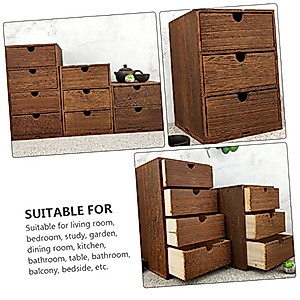 Wooden Storage Box Storage Drawers Storage Cabinet Locker Desktop Organizer Desktop Cabinet Organizer 3 Tier Shelf Organizer for Desk Retro Drawer Box​​​​​​​ Wood Drawer Shelf WHAMVOX
