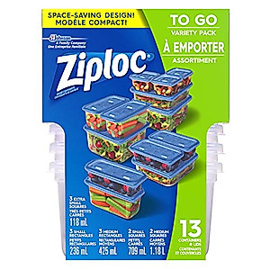 Ziploc 26 Pack To Go Disposable Rectangular Food Containers, 1.18L, Small