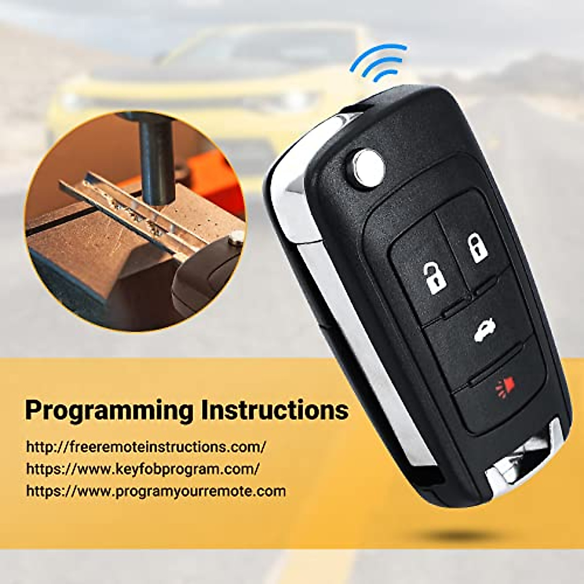 Key Fob Keyless Entry Remote Compatible with Chevy Cruze/Camaro/Impala/Equinox/GMC Terrain/Buick Lacrosse/Regal/Verano/Encore 2010-2019 Car Key Replacement for OHT01060512 (4 Buttons)