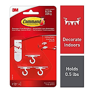 3M Polyethylene 3CT Command Ceiling Hooks, 1, Plain