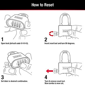 Master Lock 175LH 2' Wide Set Your Own Combination Padlock, with 2-1/4 in. Shackle, Brass Finish