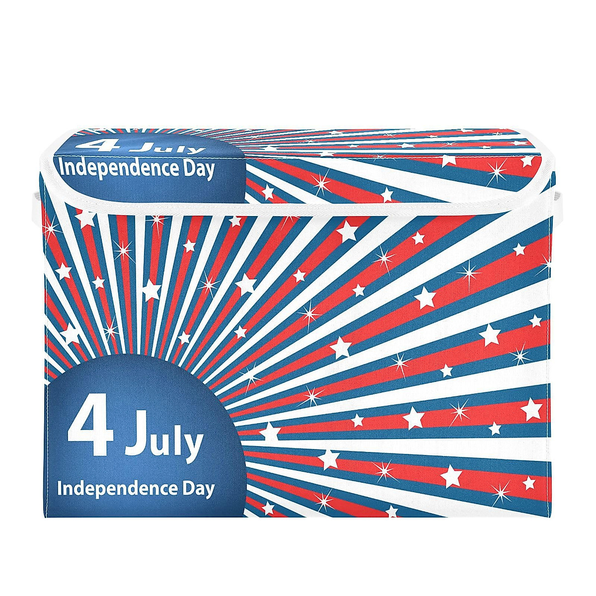 YETTASBIN 4th of July Storage Basket with Lid and Handles, Large Collapsible Fabric Storage Bins Sturdy Storage Organizer for Shelves, Closet, Bedroom, School, Office, Home Decor