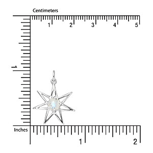 WithLoveSilver 925 Sterling Silver Morning Fairy Star Moon Natural Moonstone Pendant