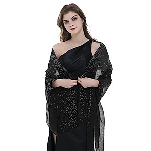 BANETTETA Shawl Silver Shawls and Wraps for Evening Dresses Shawl Shawl Wraps for Women Shawls and Wraps for Weddings Ladies Shawls and Wraps Fall (Black Silver)