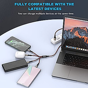 [ 2Pack 4FT] Multi Charging Cable Nylon Braided Universal 4 in 1 Multiple USB Cable Fast Charging ,With Dual Phone/USB-C/Micro-USB Port Adapter, Compatible with Cell Phones Tablets Universal Use