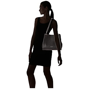 Calvin Klein Reyna Novelty Triple Compartment Shoulder Bag, Black/Silver Combo,One Size