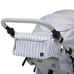 babyGap by Delta Children Trek Jogging Stroller - Greenguard Gold Certified - Car Seat Compatible - Lightweight, Extendable Canopy & Reclining Seat - Made with Sustainable Materials, Grey Stripes