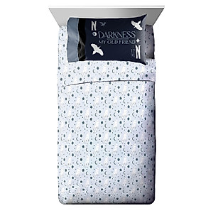 Jay Franco Wednesday Addams Twin Size Comforter Set - 5 Piece Bedding Includes Sheet Set & Pillow Covers - Blue Stars Super Soft Cozy Bedding