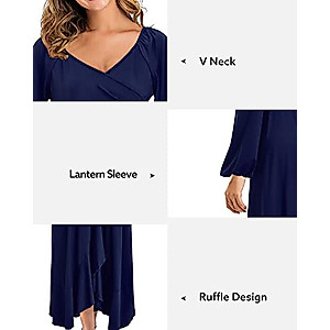 OUGES Womens Wrap Maxi Nursing Maternity Dresses for Photoshoot Baby Shower(Navy,L)