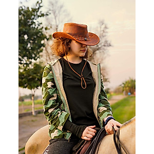 Shapeable Leather Cowboy hat into Outback hat Western Vintage Australian Hats for Men & Women