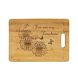 Sunflower Bamboo Cutting Board,Sunflower Gift,Wooden Cutting Boards for Kitchen,Bamboo Kitchen Chopping Board Housewarming Wedding Birthday Mothers Day Gift Mom Cooking Kitchen Decor