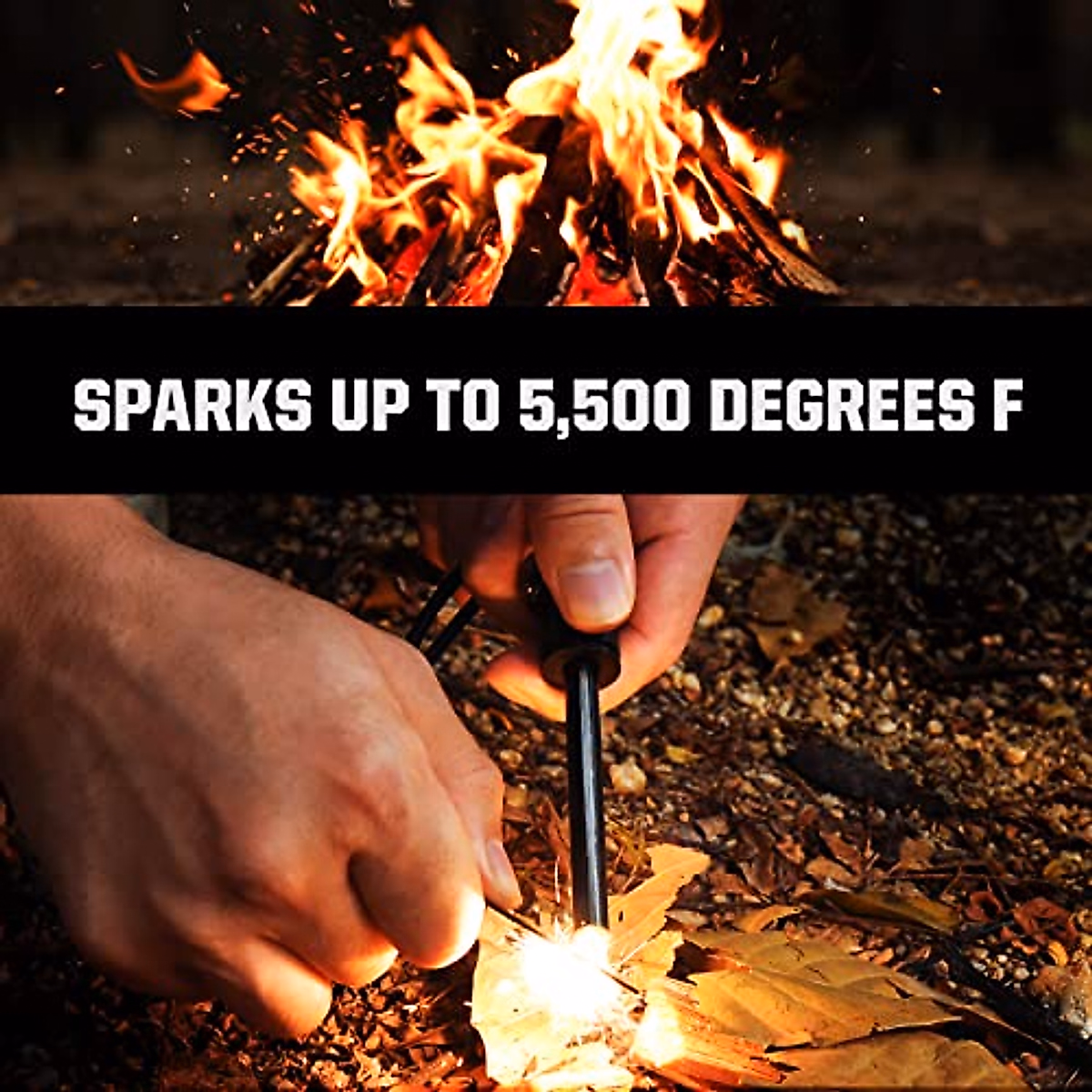 Extremus 6-in-1 Magnesium Fire Starter, High Temp Ferro Rod, Survival Kits with Camping Fire Starter and Survival Lighter for Hiking, Hunting, Backpacking, Outdoor Fire Striker