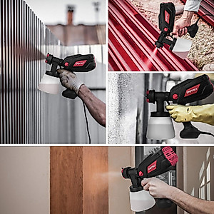 Eastvolt High Power HVLP Home Electric Spray Gun,600 Watt Paint Sprayer,4Nozzles,3 Spray Patterns with 1000ml Container,Viscosity Measuring Cup and Cleaning Set,EVSG01