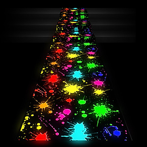 Haull 118 x 39 Inch Neon Light up Dance Floor Neon Party Decorations Blacklight Rug Glow in The Dark UV Reactive Fluorescent for Christmas Halloween Birthday Wedding Party Favors (Paint Splatter)