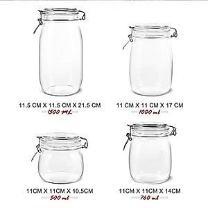 MASTERTOP 4pcs Glass Jars, Food Storage Containers Set with Airtight Lids, Canister Sets for Kitchen Counter, Cookies Sugar Coffee Nuts Spices, 15pcs Reusable Food Storage Bags, 50oz, 33oz, 26oz, 17oz