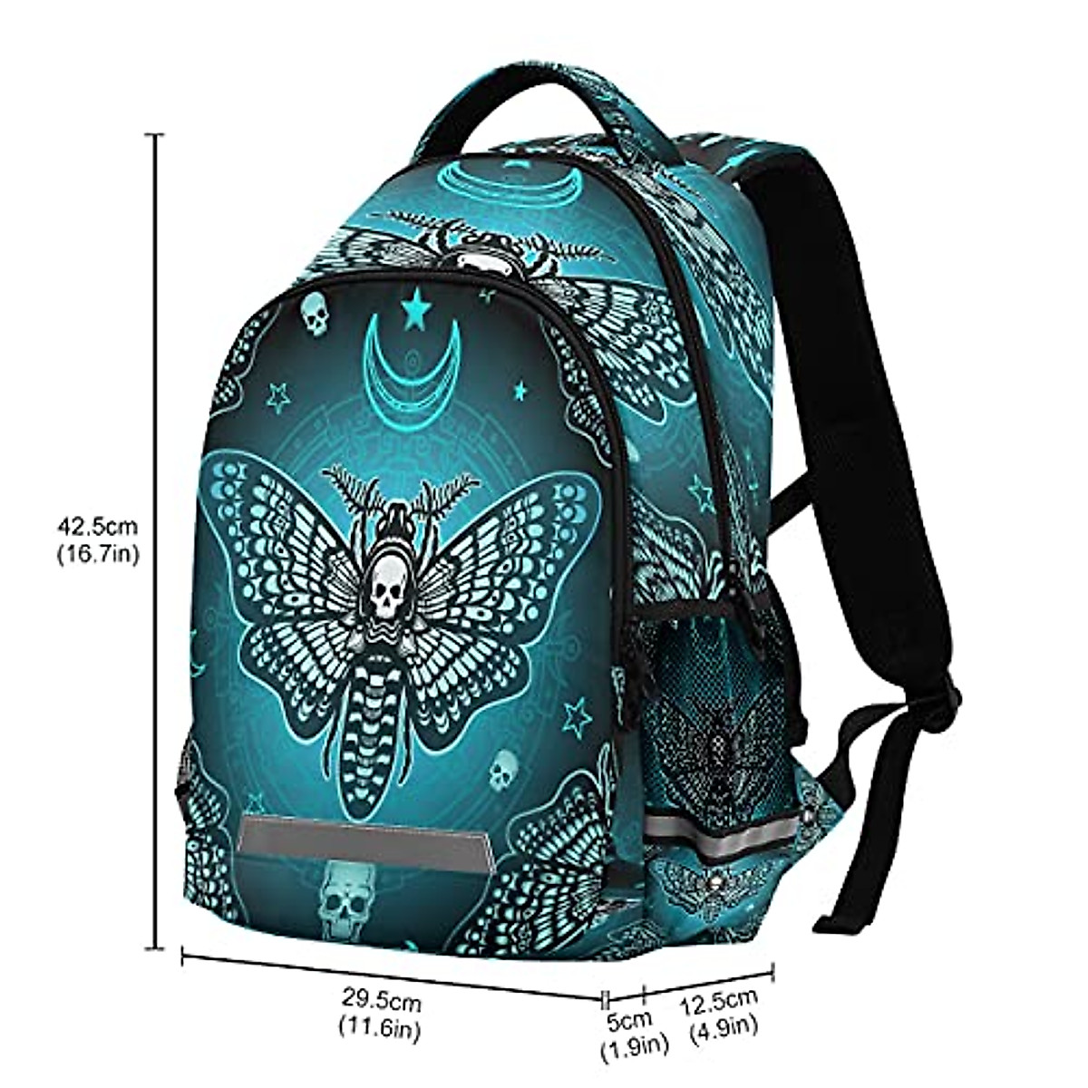 KEEPREAL Moth Dead Head Backpack Water Resistant Casual Daypacks Outdoor Sports Rucksack School Shoulder Bag for Boys Girls Teens