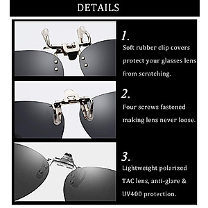 FF FRAZALA Polarized Clip-on Sunglasses Anti-Glare UV Protection Aviator Sun Glasses Clip On Prescription Glasses (Aviator-Black)