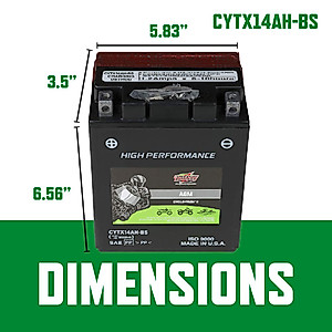 Interstate Batteries YTX14AH-BS 12V 12Ah Powersports Battery 210CCA High-Performance AGM Rechargeable Replacement for Kawasaki, Polaris, Yamaha ATVs, UTVs, Snowmobiles, Motorcycles (CYTX14AH-BS)