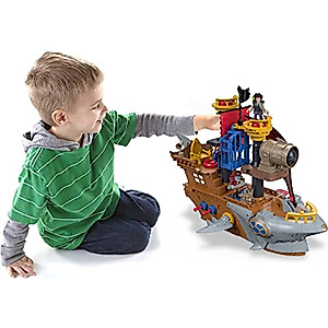 Imaginext Preschool Toy Shark Bite Pirate Ship Playset With Figure & Accessories For Pretend Play Ages 3+ Years