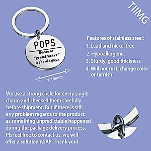 TIIMG Pops Keychain Grandfather Gift Grandpa Birthday Gift Grandfather Gift from Grandkids (Pops old guys)