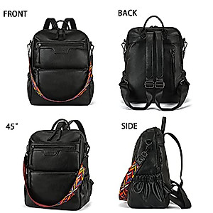 BOSTANTEN Backpack Purse for Women Fashion Designer Travel Backpack Leather Convertible Shoulder Bags Casual Daypack Black