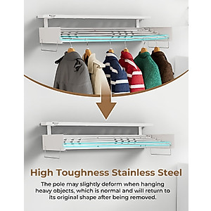 yamagahome Clothes Drying Rack Wall Mounted with Extra Storage Board, Laundry Drying Rack Collapsible with Handle, Collapsible Drying Racks for Laundry for Indoor and Outdoor, 31.5''