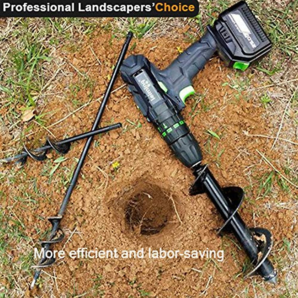 GeSoon 12"x3.2" Strong Auger Spiral Drill Bit for Planting, Garden Drill Planter Post Hole Digger, Used to Dirt/Hard Soil/Clay for 3/8" Hex Driver Drill