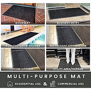 Lovinland Outdoor Rubber Drainage Mat Non-Slip Mat 60 x 35 Inch Commerical Heavy Duty Mat for Resturant Kitchen Bar Garage Garden Industral Indoor Use Black