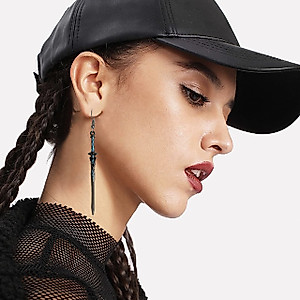 JIUIQL Unique Handmade Punk Retro Gothic Long Dagger Knife Sword Dangle Drop Earrings for Women Men Statement Jewelry Gifts (Gun Black)