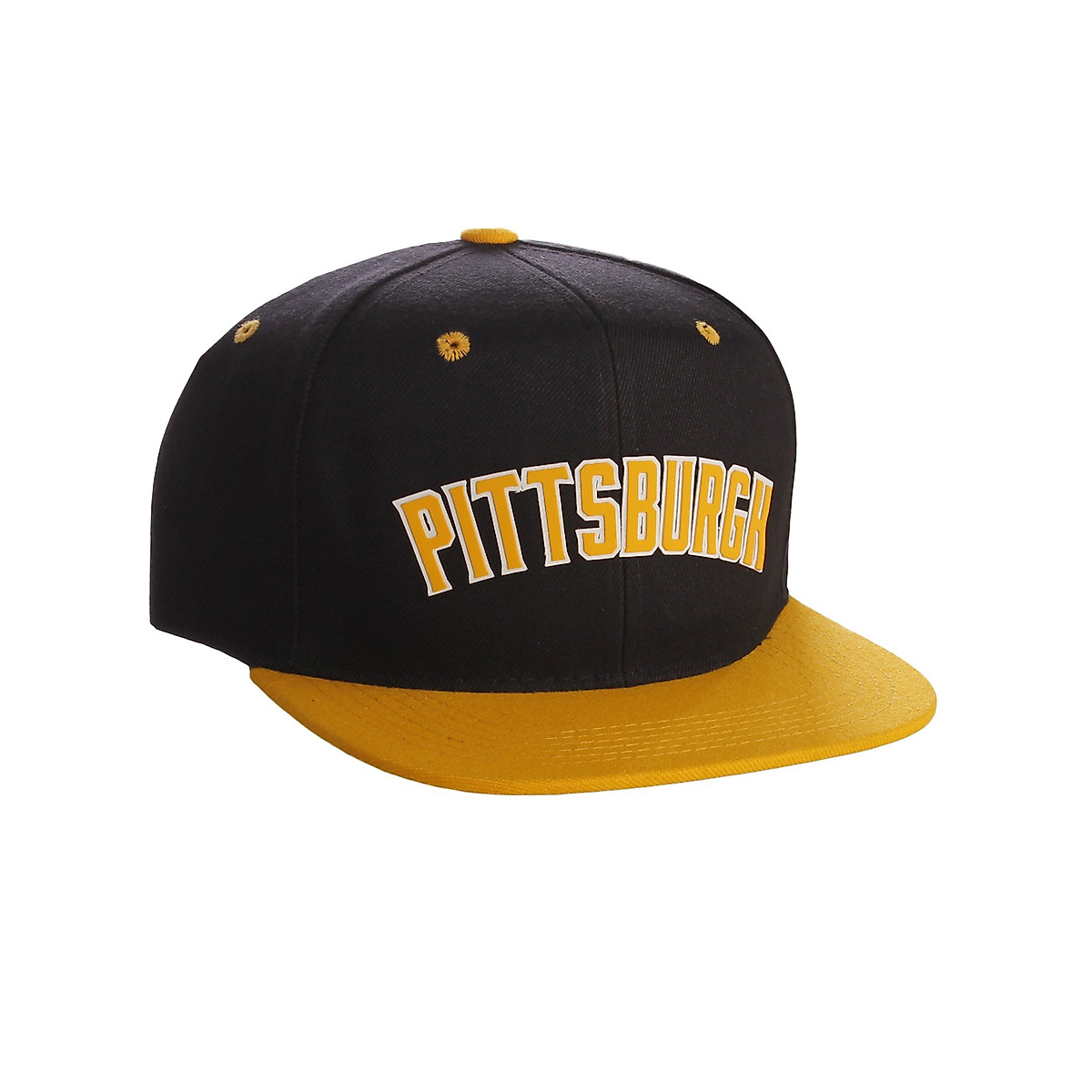 Original Snapback Custom American Cities State Letters Ajustable Flat Visor Cap (Pittsburgh Black Gold, White Gold)