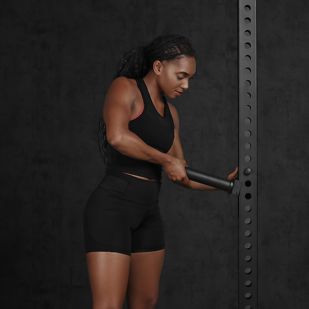 AmStaff Olympic Weight Plate Holder for Power & Squat Racks – Available 2x2 – 2.5x2.5 – 3x3 Inch Tube Sizes – Weight Plates Horn Storage Attachment for Power Squat Rack – (Pair) (3"x3" Tube Racks)