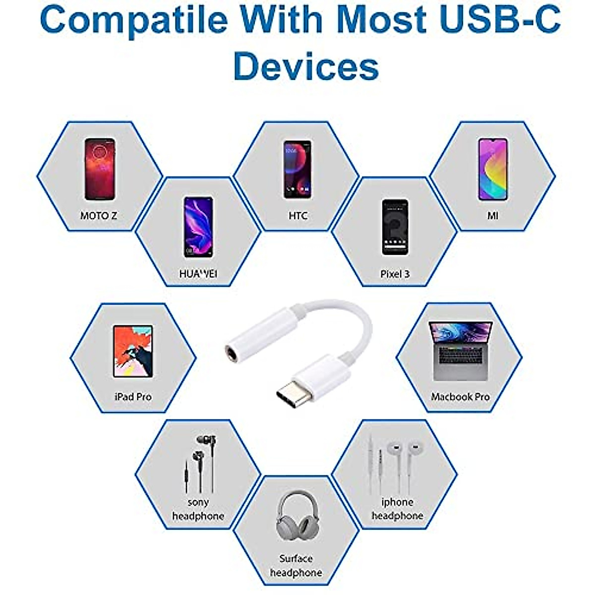 MMOBIEL USB C to 3.5mm Audio Jack Headphone Adapter Compatible with iPad Pro / Air - Samsung Galaxy S22 S21 S20 FE Ultra - Note 20 10 - Google Pixel 6 5 4 - White