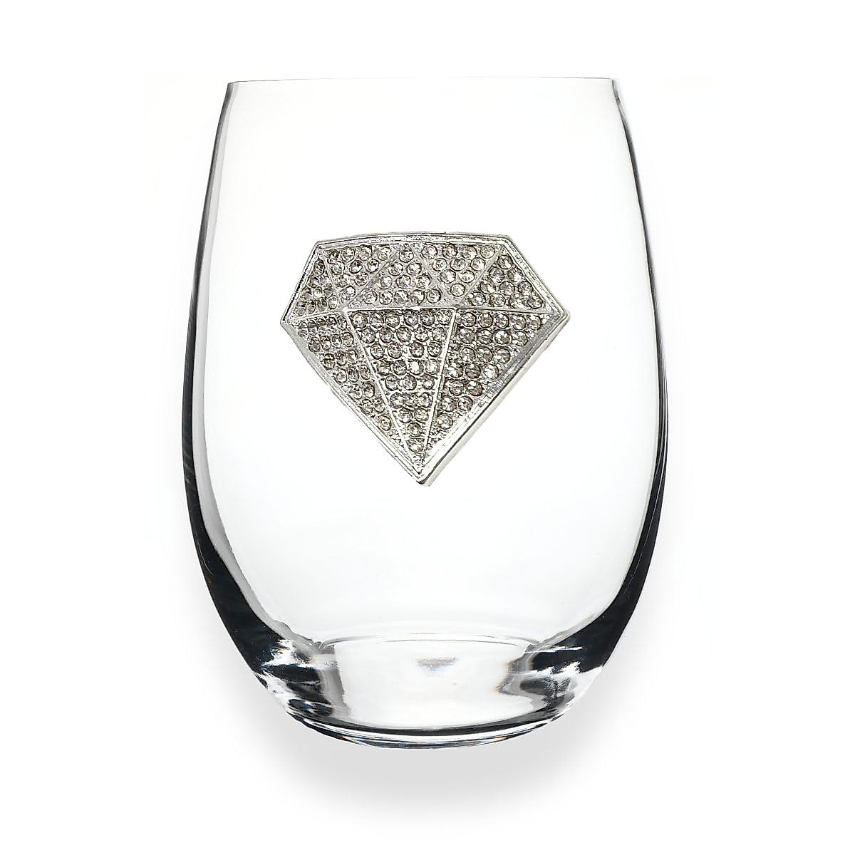 THE QUEENS' JEWELS Diamond Jeweled Stemless Wine Glass, 21 oz. - Unique Gift for Women, Birthday, Cute, Fun, Not Painted, Decorated, Bling, Bedazzled, Rhinestone