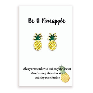 Tarsus Pineapple Earrings for Women, Hypoallergenic Stud Earring Jewelry Gifts for Teen Friends