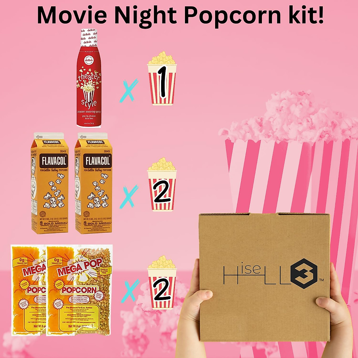 Winona Popcorn butter spray seasoning (1 pack ) (5oz) Flavacol Popcorn seasoning salt (2 pack ) (35oz) Mega Pop popcorn kit, Kettle kit, Dairy and Gluten free, popcorn for popcorn machine (2 pack ) (8oz) Bundled by Hisell3