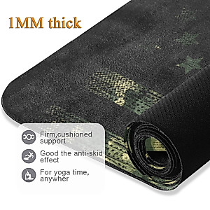 Baofu Camo American Flag Non Slip Yoga Mat Exercise Fitness Eco Friendly Hot Mat Long TPE Foldable Natural Non-Toxic Pilates Mat with Carrying Bag 71"x26"