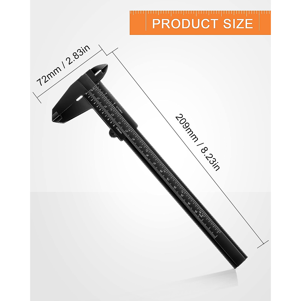 Mini Plastic Caliper 6 Inch 150 mm Vernier Caliper Double Scale (Metric/Inch) Eyebrow Ruler Plastic Vernier Caliper Sliding Gauge Measuring Tool for Student Office (Black, 20 Pieces)